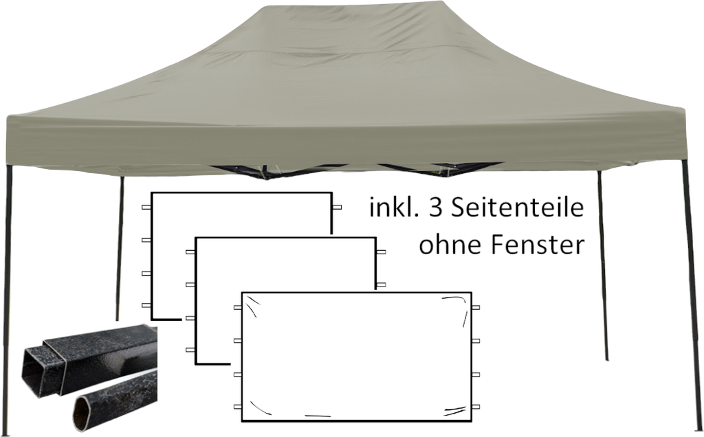 3x4,5m PROFI-ZELTE Faltpavillon, Stahl, 100% wasserdicht | PROFI-ZELTE.DE